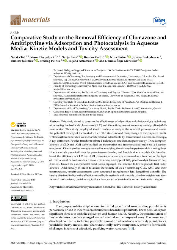 (PDF) Comparative Study on the Removal Efficiency of Clomazone and ...