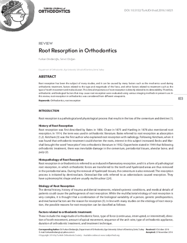 (PDF) Root Resorption in Orthodontics