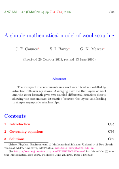 (PDF) A simple mathematical model of wool scouring