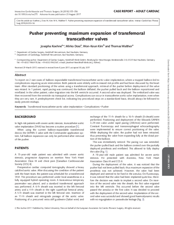 (PDF) Pusher preventing maximum expansion of transfemoral transcatheter ...