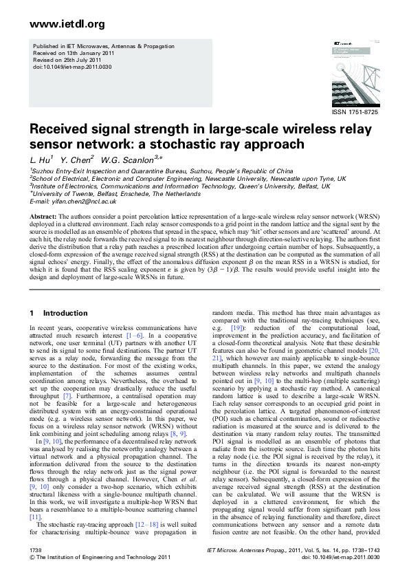 (PDF) Received signal strength in large-scale wireless relay sensor ...