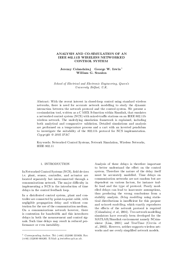(PDF) Analysis and Co-Simulation of an Ieee 802.11B Wireless Networked ...