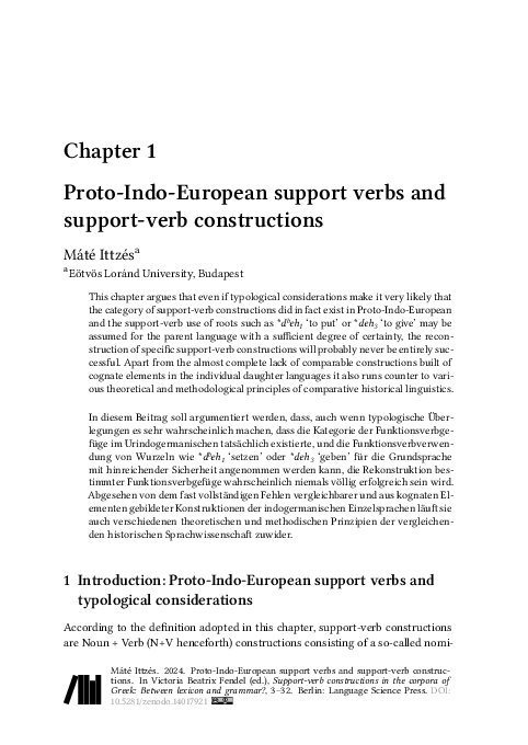(PDF) Proto-Indo-European support verbs and support-verb constructions