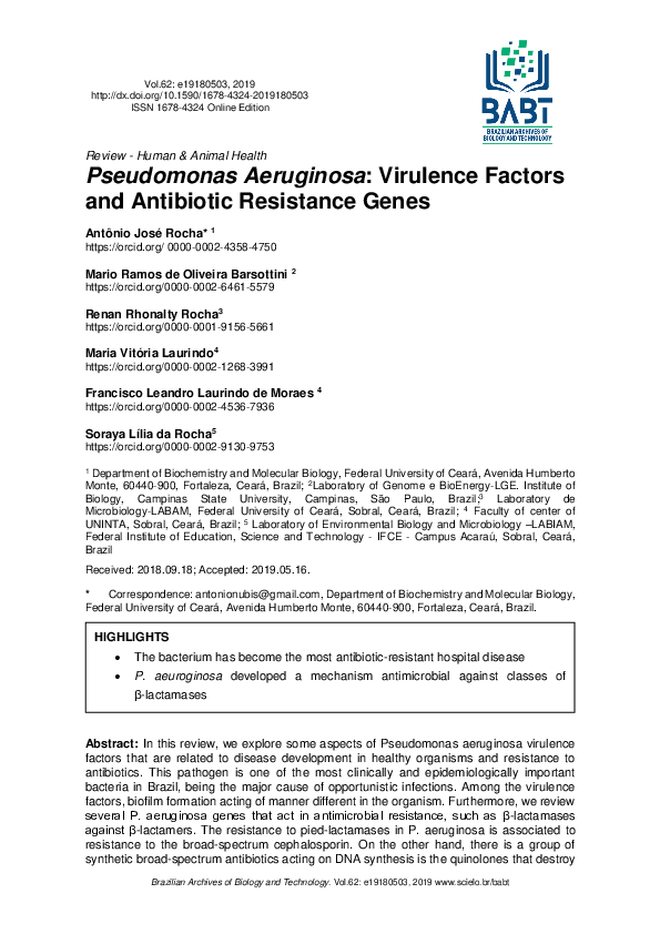 (PDF) Pseudomonas Aeruginosa: Virulence Factors and Antibiotic Resistance Genes