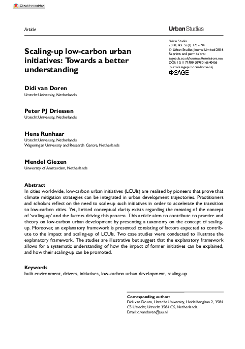 (PDF) Scaling-up low-carbon urban initiatives: Towards a better understanding