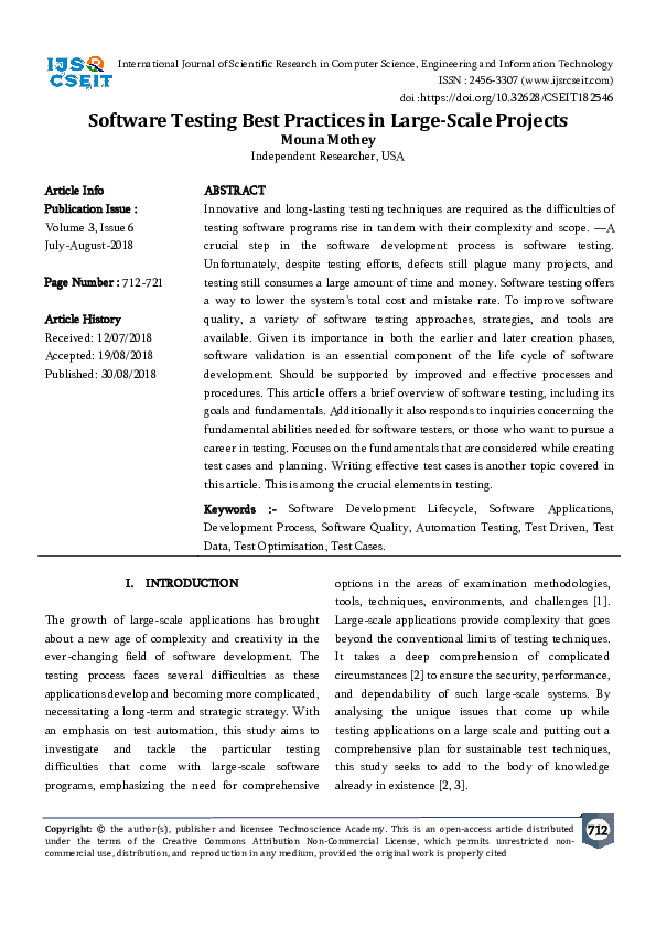 (PDF) Software Testing Best Practices in Large-Scale Projects