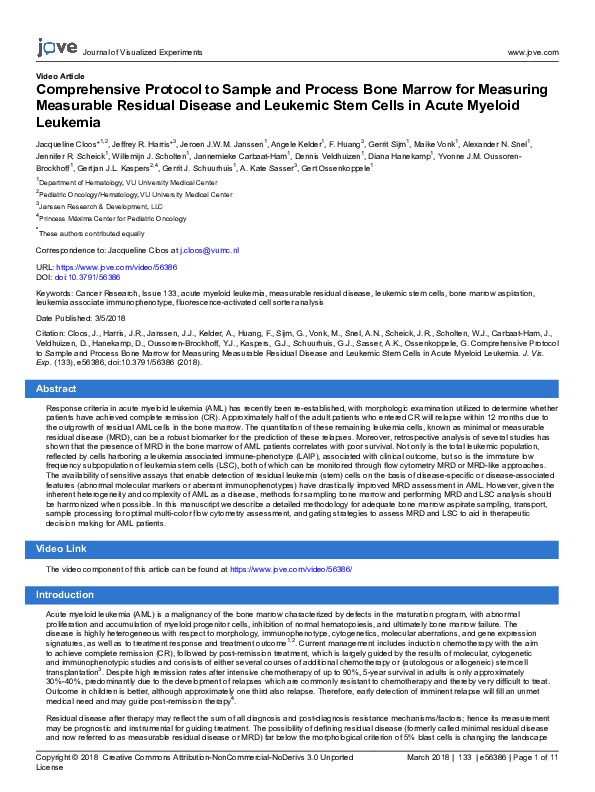 (PDF) Comprehensive Protocol to Sample and Process Bone Marrow for ...