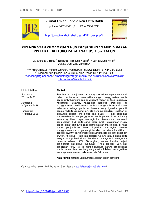 (PDF) Peningkatan Kemampuan Numerasi Dengan Media Pembelajaran Papan ...