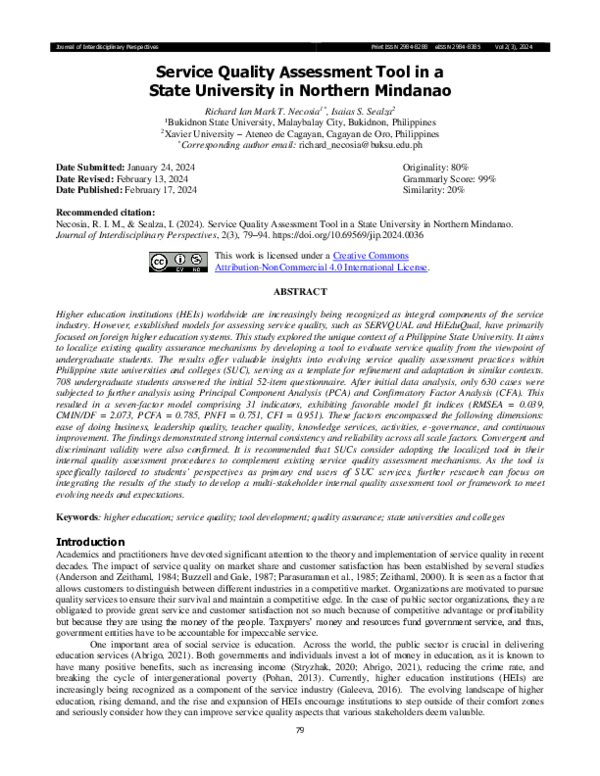 (PDF) Service Quality Assessment Tool in a State University in Northern ...