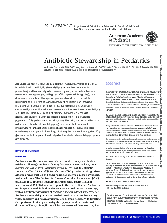 (PDF) Antibiotic Stewardship in Pediatrics