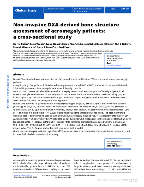 (PDF) Non-invasive DXA-derived bone structure assessment of acromegaly ...
