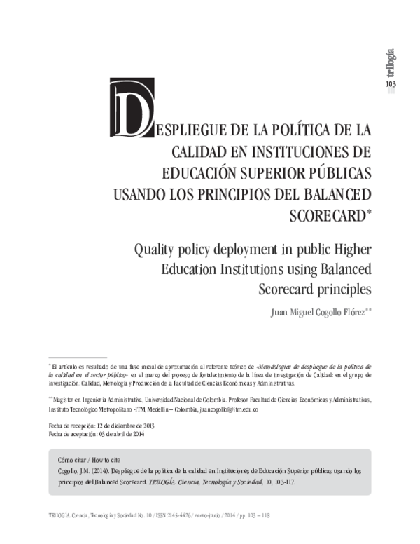 (PDF) Quality policy deployment in public Higher Education Institutions ...