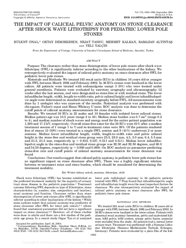 (PDF) The Impact of Caliceal Pelvic Anatomy on Stone Clearance After ...