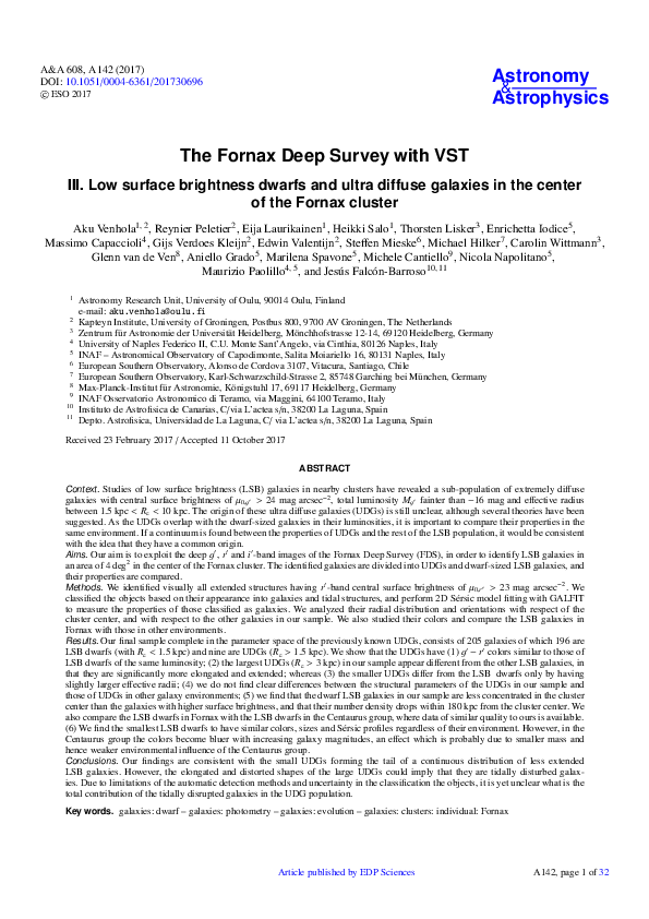 (PDF) The Fornax Deep Survey with VST
