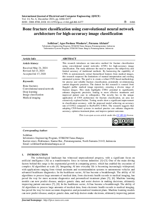 Pdf Bone Fracture Classification Using Convolutional Neural Network