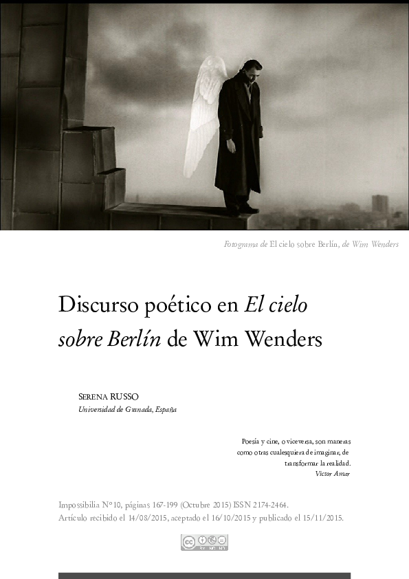 (PDF) Discurso poético en El cielo sobre Berlín de Wim Wenders