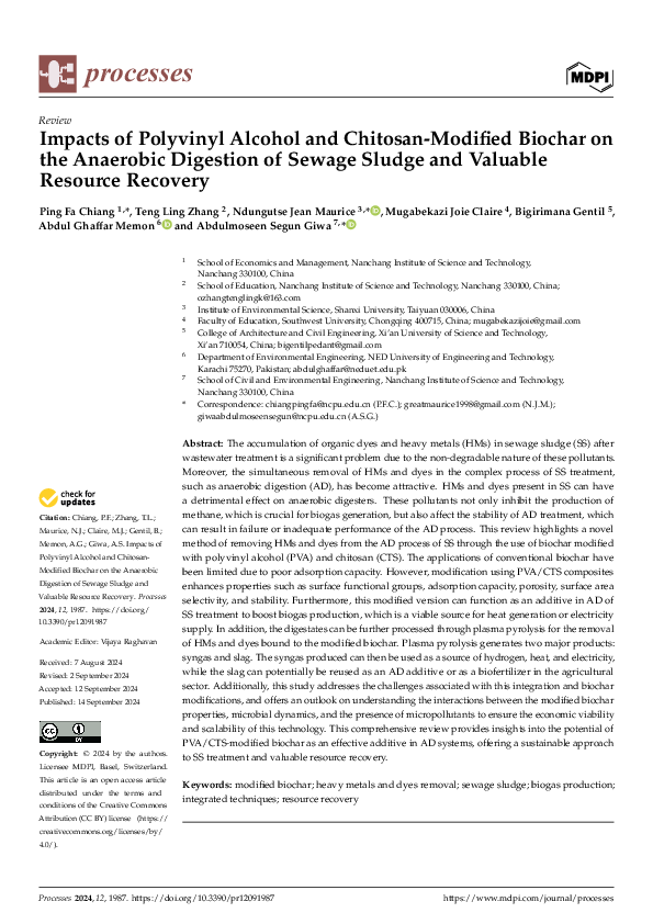 (PDF) Impacts of Polyvinyl Alcohol and Chitosan-Modified Biochar on the ...