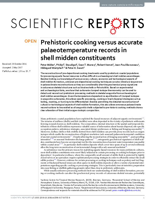 (PDF) Prehistoric cooking versus accurate palaeotemperature records in ...