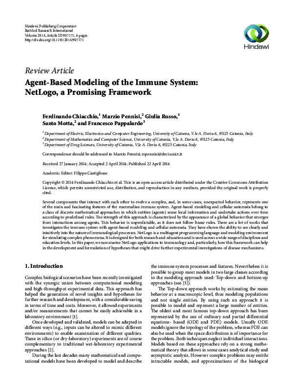(PDF) Agent-Based Modeling of the Immune System: NetLogo, a Promising Framework