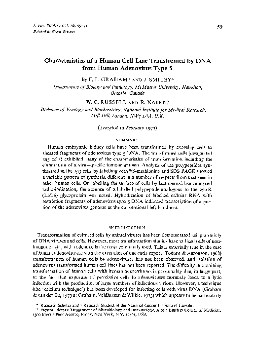 (PDF) Characteristics of a Human Cell Line Transformed by DNA from ...