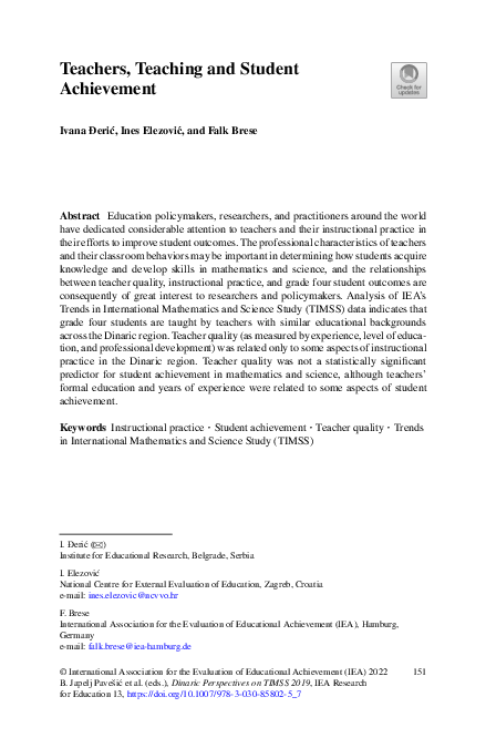 (PDF) Teachers, Teaching and Student Achievement