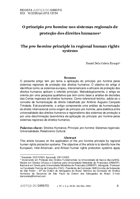 (PDF) O princípio pro homine nos sistemas regionais de proteção dos ...