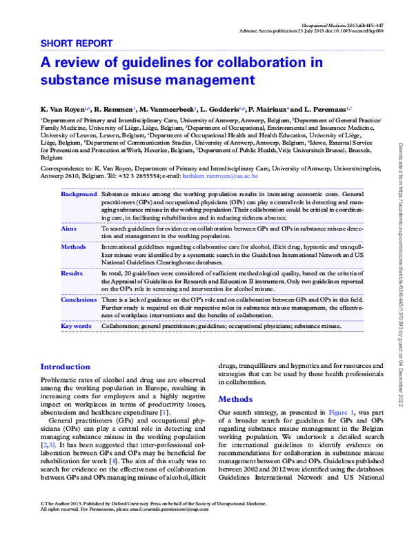 (PDF) Collaboration Guidelines in Substance Misuse