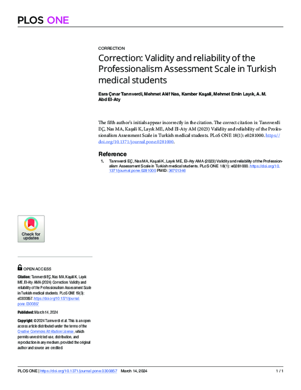 (PDF) Correction: Validity and reliability of the Professionalism ...