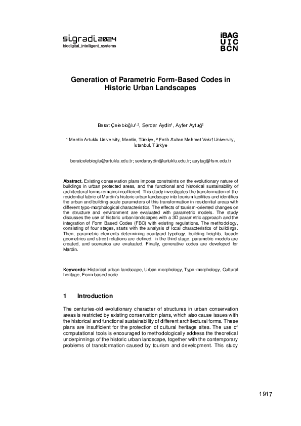 (PDF) Generation of Parametric Form-Based Codes in Historic Urban Landscapes