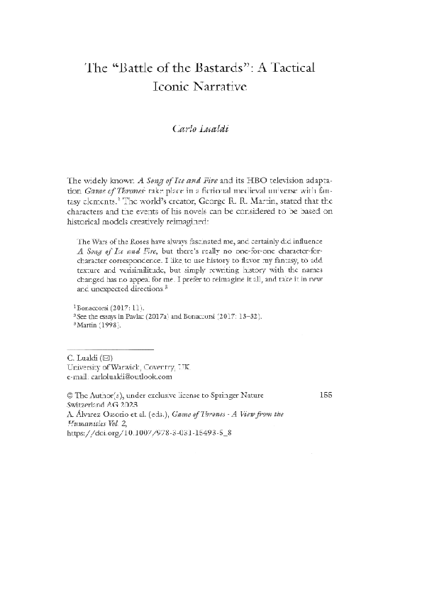 (PDF) The “Battle of the Bastards”: A Tactical Iconic Narrative