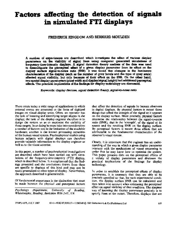 (PDF) Factors affecting the detection of signals in simulated FTI displays | Frederick Kingdom ...