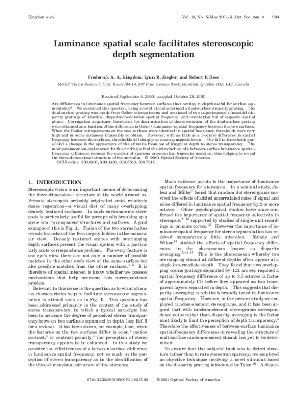 (PDF) Luminance spatial scale facilitates stereoscopic depth ...