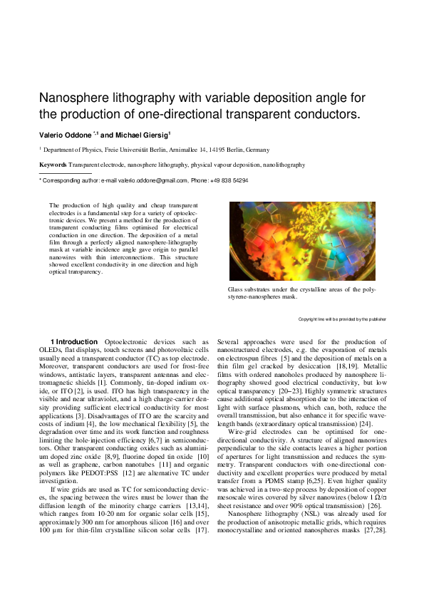 (PDF) Nanosphere lithography with variable deposition angle for the ...