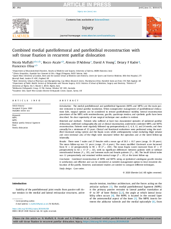 (PDF) Combined medial patellofemoral and patellotibial reconstruction ...