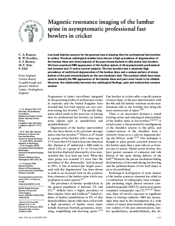 (PDF) Magnetic resonance imaging of the lumbar spine in asymptomatic ...