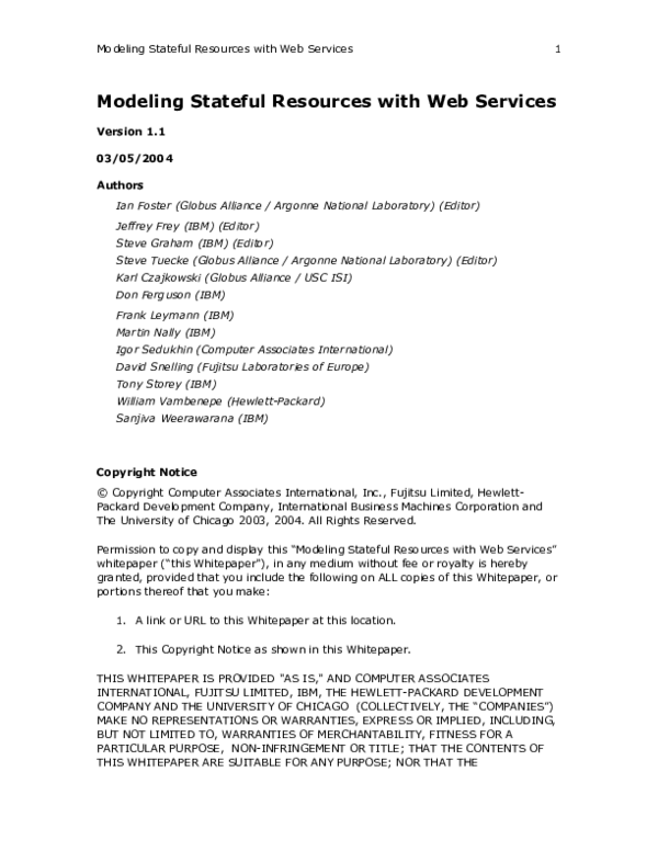 (PDF) Modeling stateful resources with web services