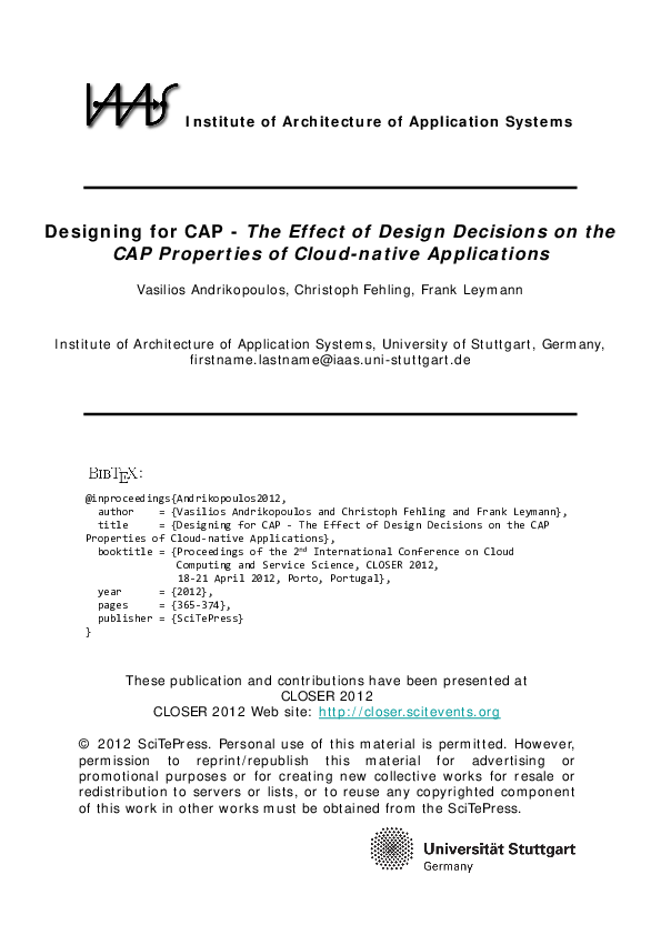 (PDF) Designing for CAP - The Effect of Design Decisions on the CAP ...