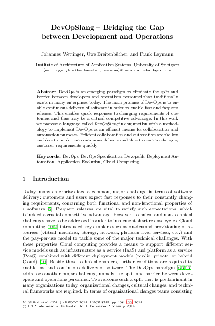 (PDF) DevOpSlang – Bridging the Gap between Development and Operations