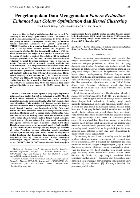 (PDF) Pengelompokan Data Menggunakan Pattern Reduction Enhanced Ant Colony Optimization dan ...