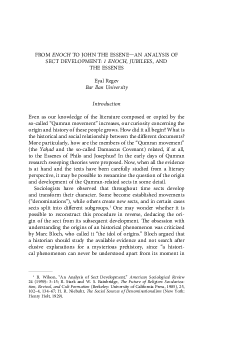 (PDF) From Enoch To John The Essene—An Analysis Of Sect Development: 1 ...