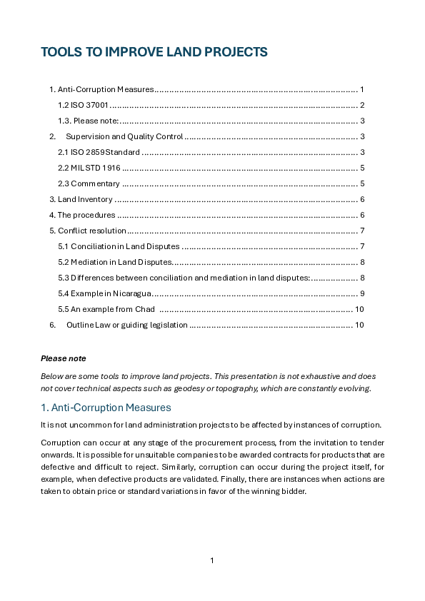 (PDF) Tools to improve Land Projects