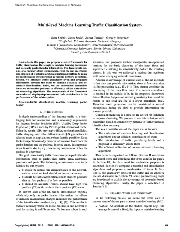 (PDF) Multi-level Machine Learning Traffic Classification System