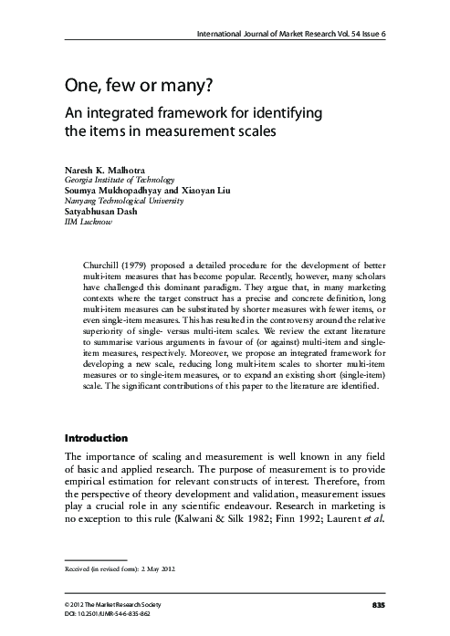 (PDF) One, Few or Many?: An Integrated Framework for Identifying the ...