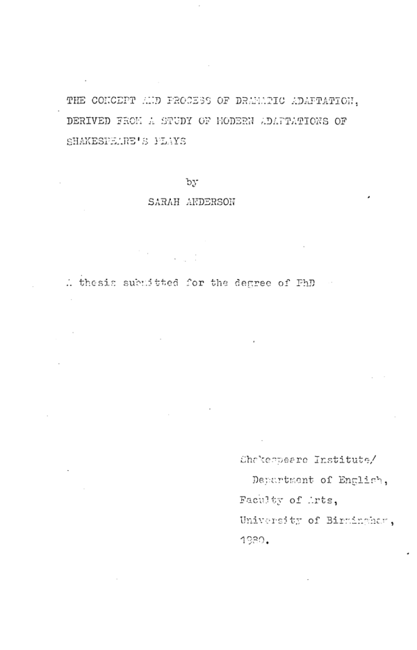 (PDF) The concept and process of dramatic adaptation, derived from a ...