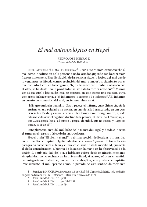 (PDF) El mal antropológico en Hegel