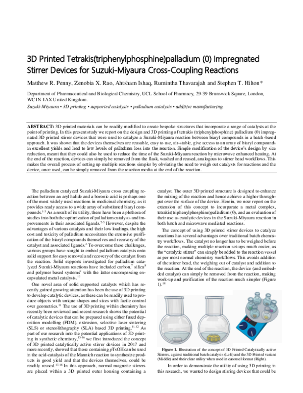 (PDF) 3D Printed Tetrakis(triphenylphosphine)palladium (0) Impregnated ...