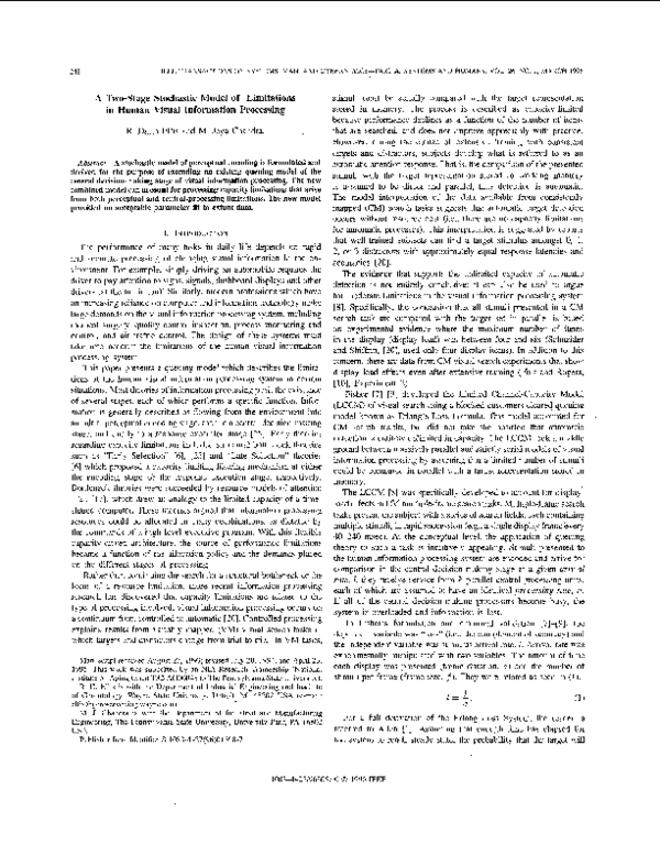 Pdf A Two Stage Stochastic Model Of Limitations In Human Visual Information Processing