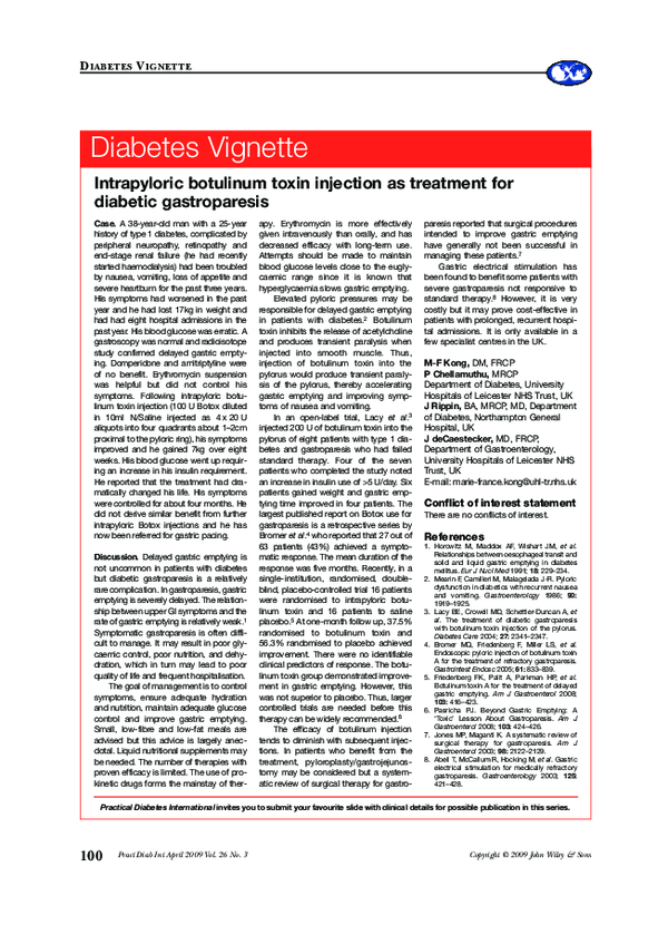 (PDF) Intrapyloric botulinum toxin injection as treatment for diabetic ...