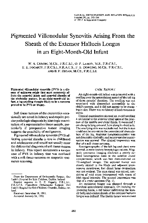 (PDF) Pigmented Villonodular Synovitis Arising From the Sheath of the ...