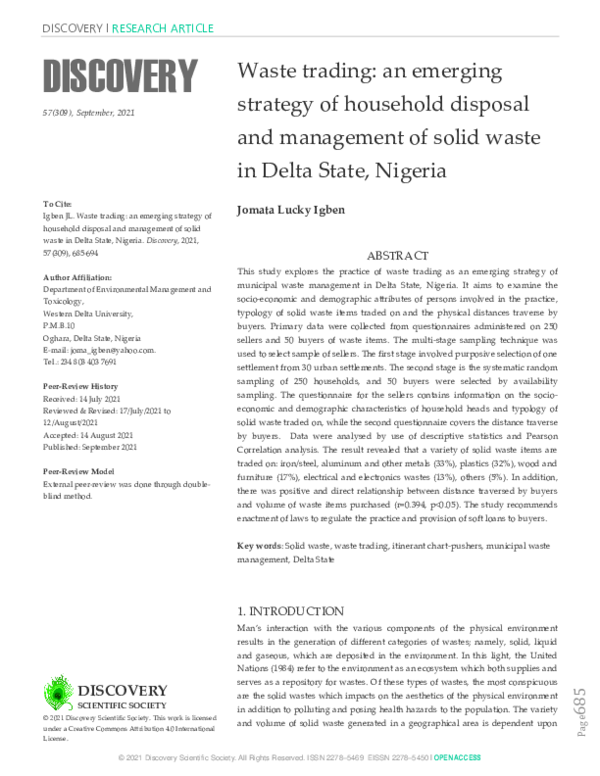 (PDF) Waste trading: an emerging strategy of household disposal and ...